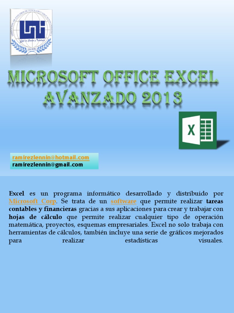 Clase 1 - Excel Avanzado 2013 | PDF | Hoja de cálculo | Microsoft Excel