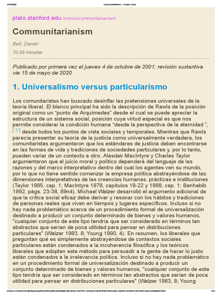 Comunitarismo - Daniel Bell (Artículo en Español) | PDF | Democracia ...
