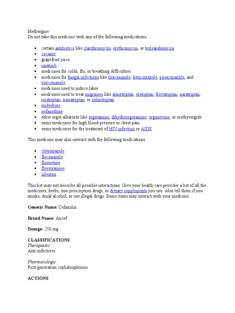 Methergine Drug Interactions Guide | PDF | Allergy | Infection