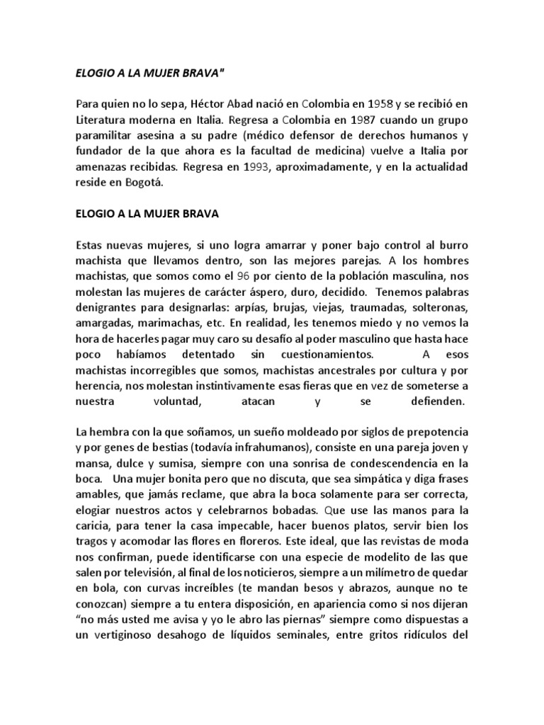 Elogio A La Mujer Brava PDF | PDF