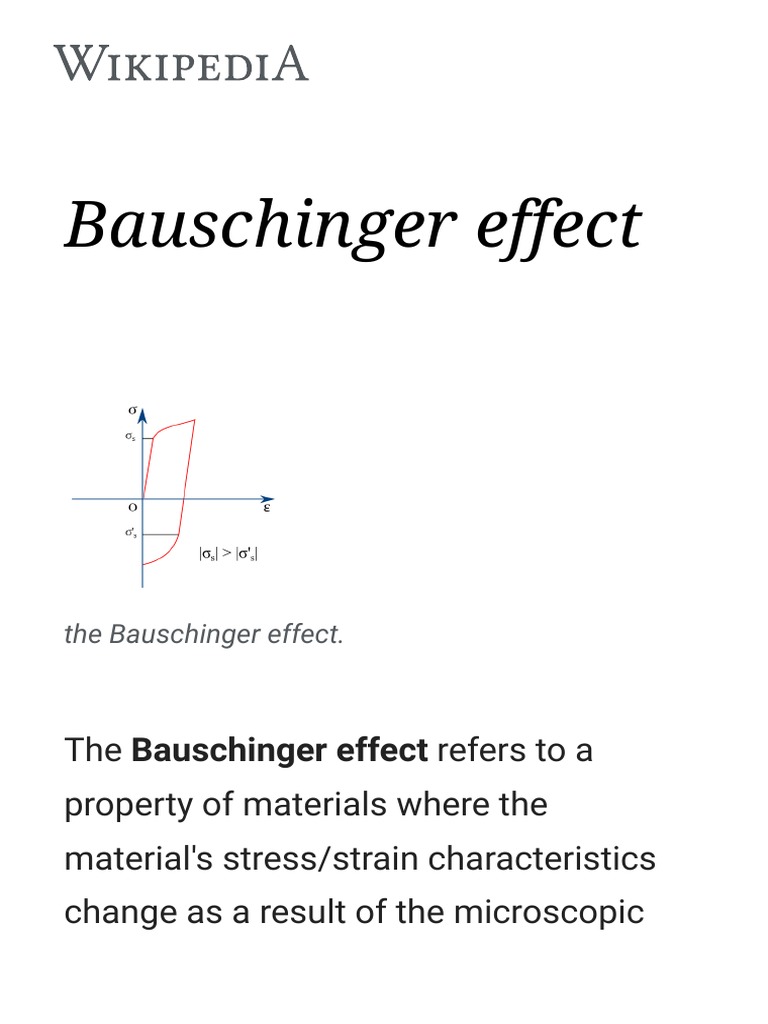 Bauschinger Effect - Wikipedia | PDF | Strength Of Materials | Chemical Product Engineering