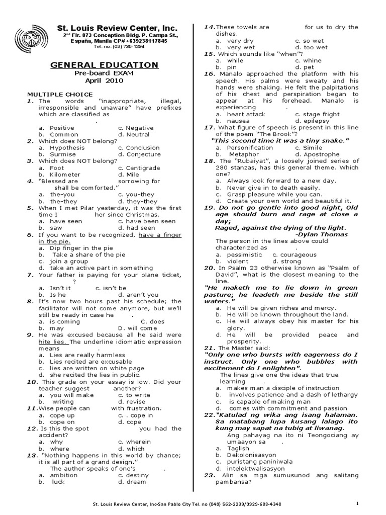 Reviewer For LET Gen ED 1 | PDF | Area | Ice