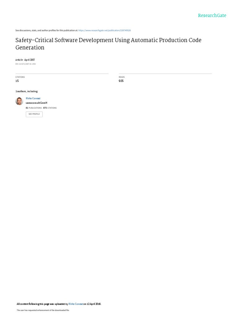 Safety-Critical Software Development Using Automatic Production Code ...
