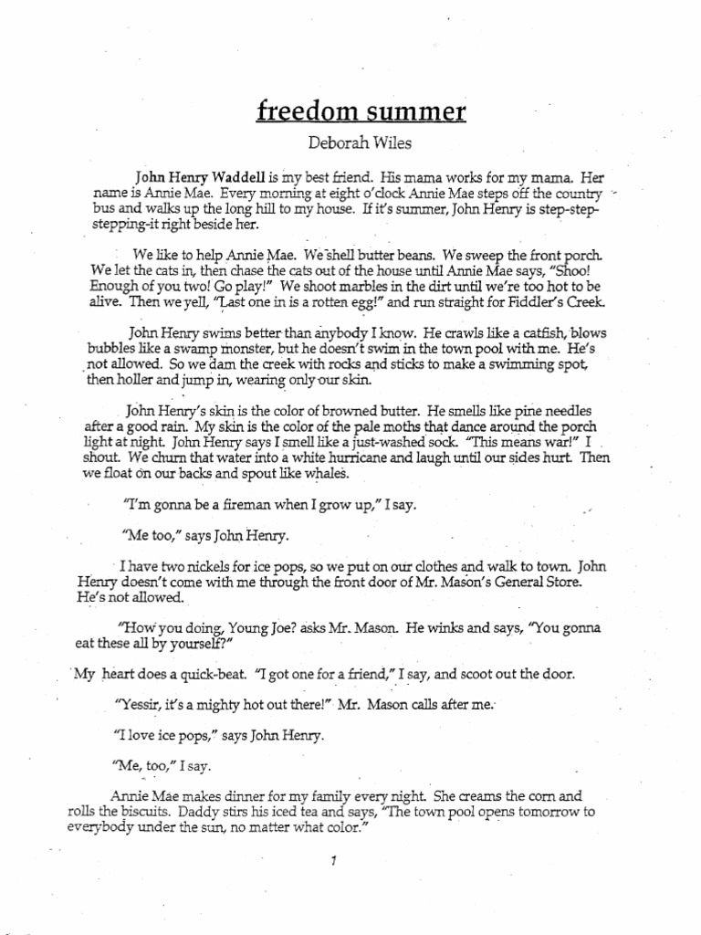 Freedom Summer By Deborah Wiles