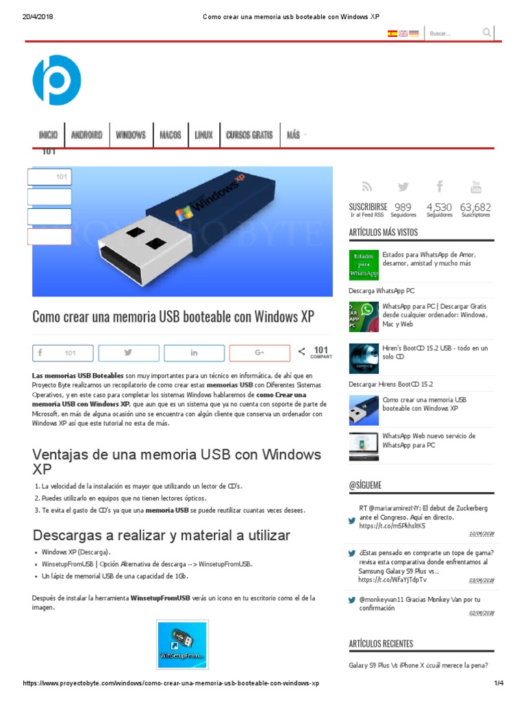 Como Crear Una Memoria Usb Booteable Con Windows XP | PDF | Windows 10 ...
