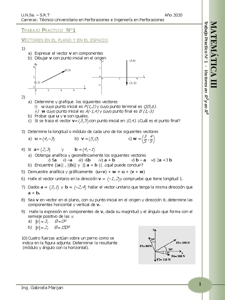TP N 1 - Vectores en R2 y R3 | PDF | Vector Euclidiano | Sistema de ...