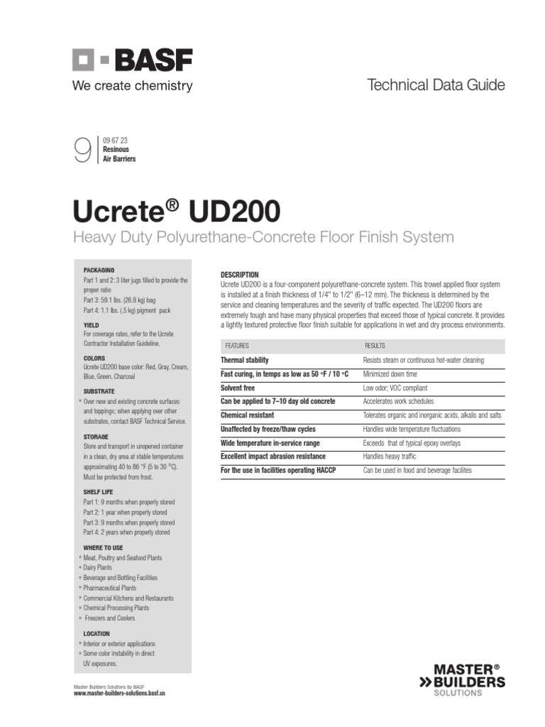 Basf Ucrete Ud 200 Tds | PDF | Concrete | Building Engineering