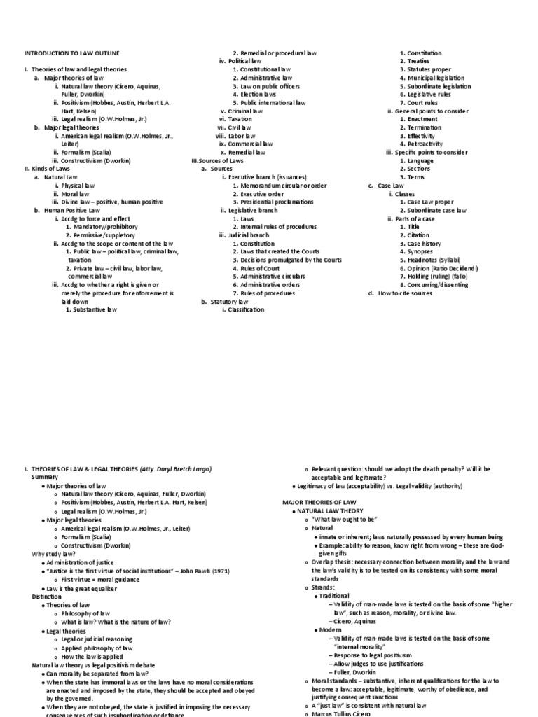 Introduction To Law Notes | PDF | Jurisprudence | Natural Law