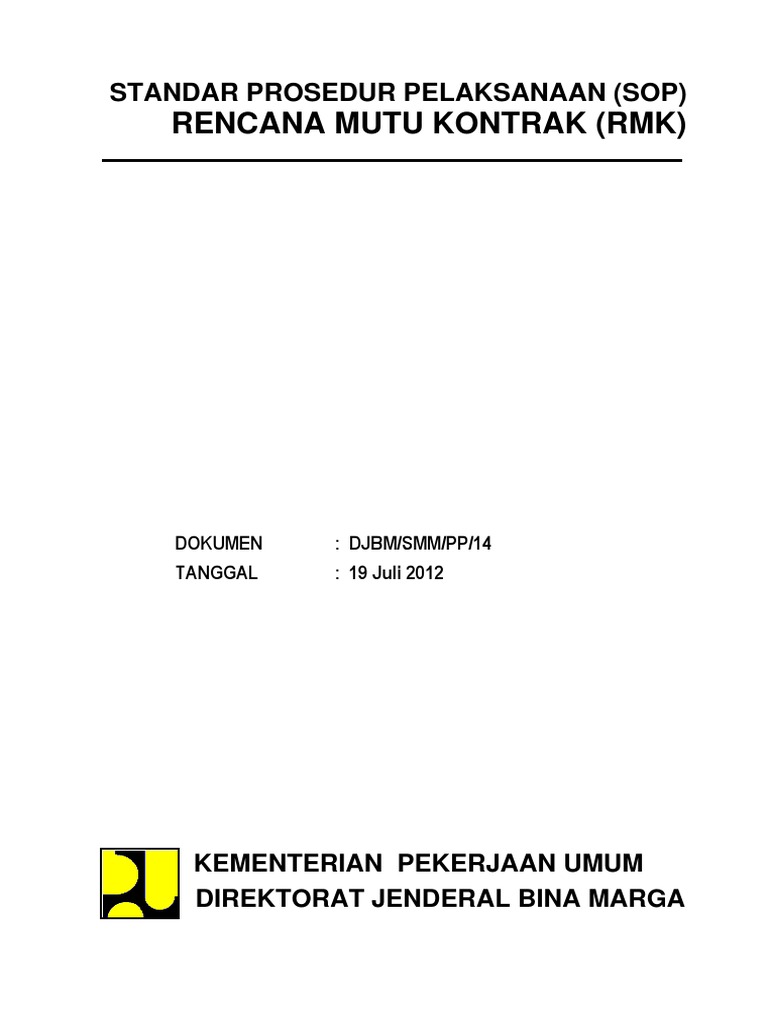 SOP Rencana Mutu Kontrak (RMK) Pengesahan PDF | PDF