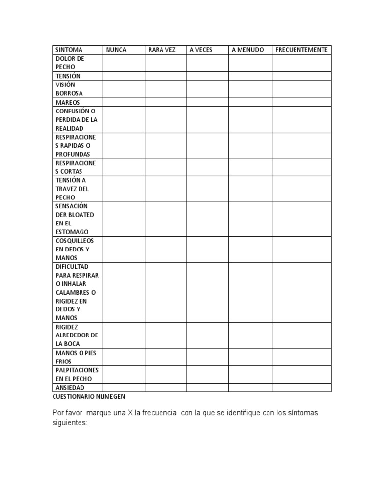 Cuestionario de Nijmegen | PDF