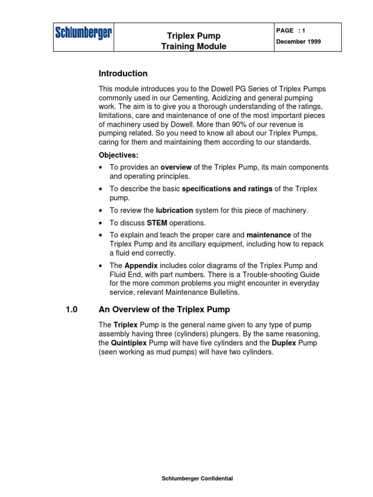 Triplex Pump Training Overview | PDF | Pump | Power (Physics)