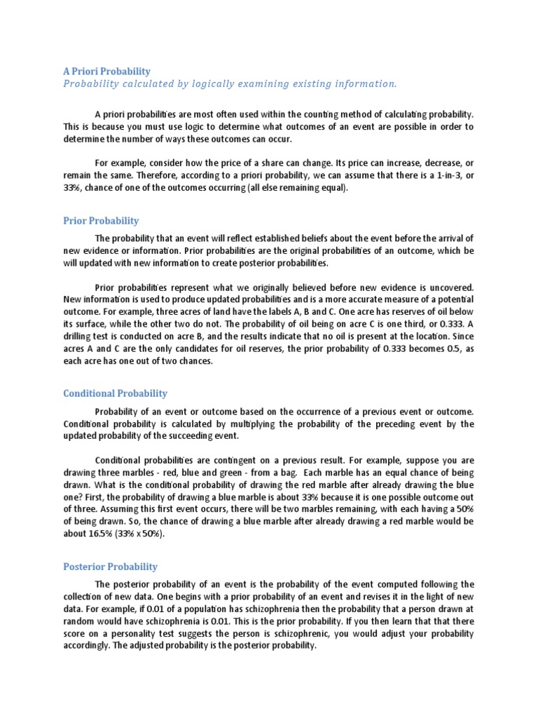 A Priori Probability | PDF | Probability | Statistical Theory