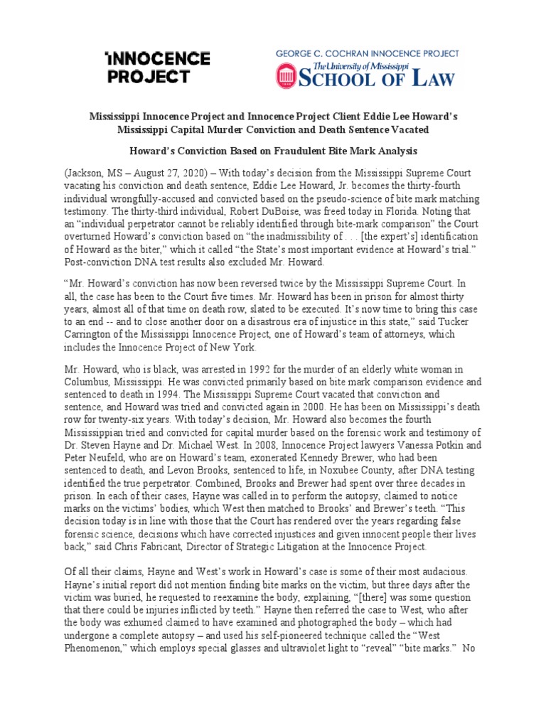 Mississippi Innocence Project and Innocence Project Client Eddie Lee ...