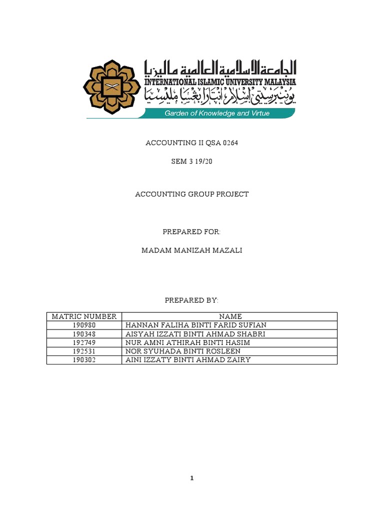 Example of CFS IIUM Accounting 2 Report | PDF | Cost Of Goods Sold ...