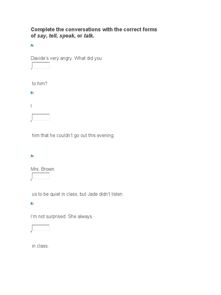 Correct Forms of Say, Tell, Speak, Talk | PDF