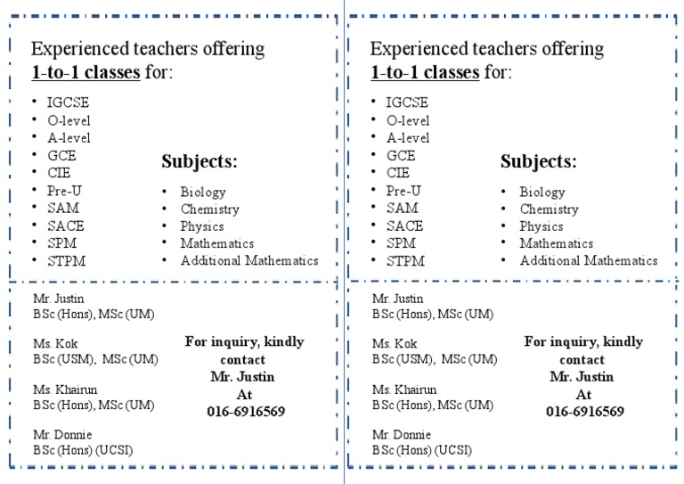 1-To-1 Classes For: 1-To-1 Classes For:: Experienced Teachers Offering ...