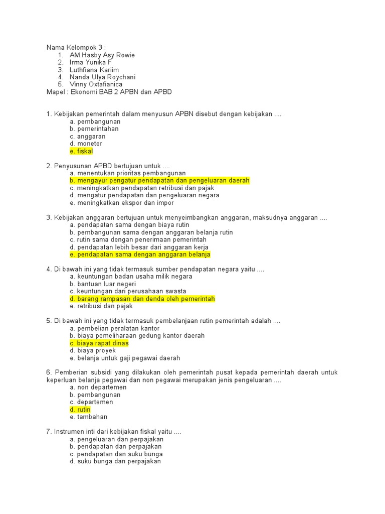 Soal APBN and APBD | PDF