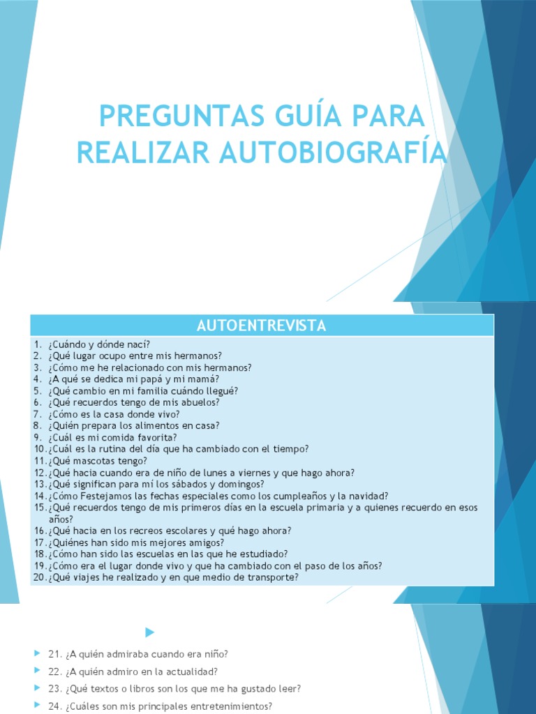 Preguntas para tu autobiografía | PDF