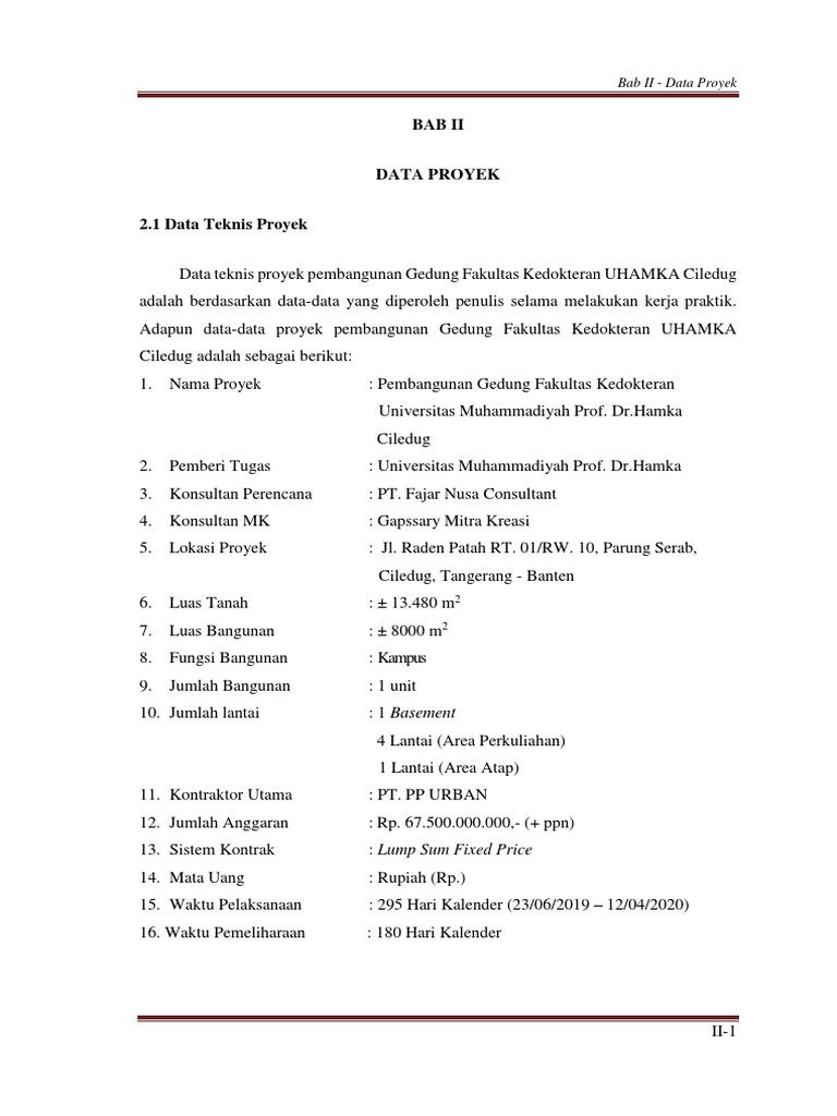 Data Proyek Gedung FK UHAMKA Ciledug | PDF | Seni