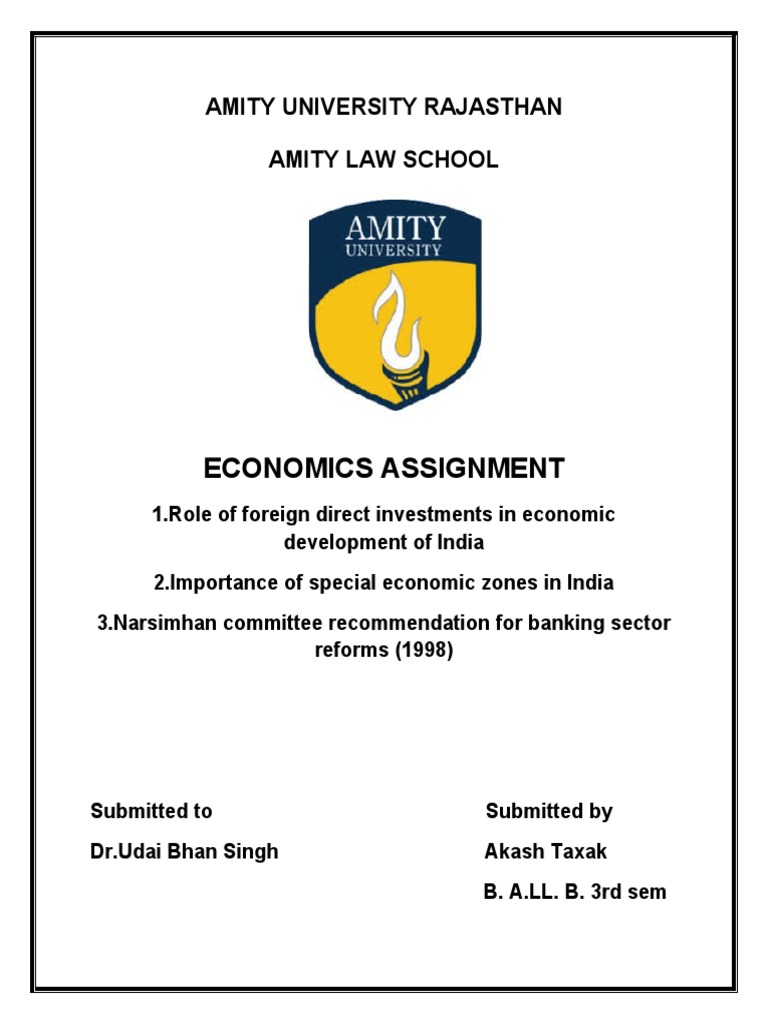 Economics Assignment: Amity University Rajasthan Amity Law School | PDF