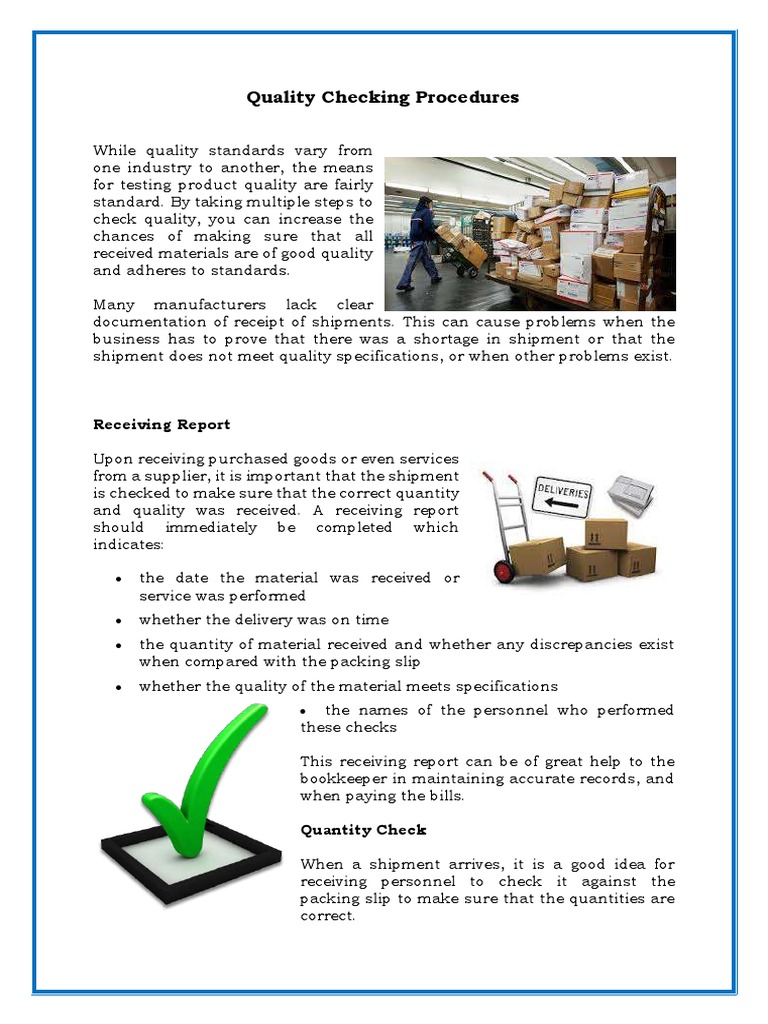 Establishing Effective Quality Control Procedures for Receiving ...