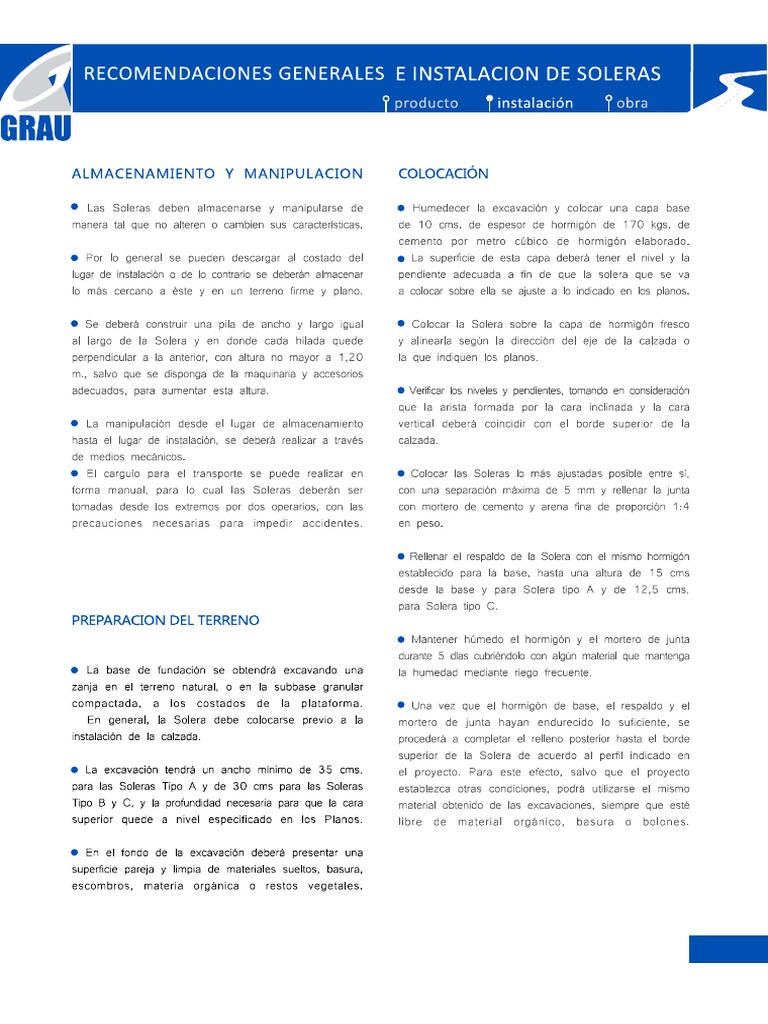 Procedimiento Soleras | PDF