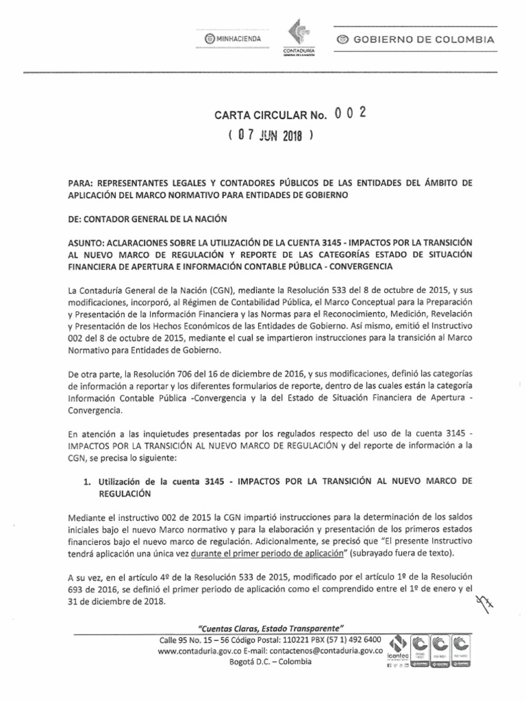 Carta Circular 002 12062018 PDF | PDF | Contabilidad financiera ...