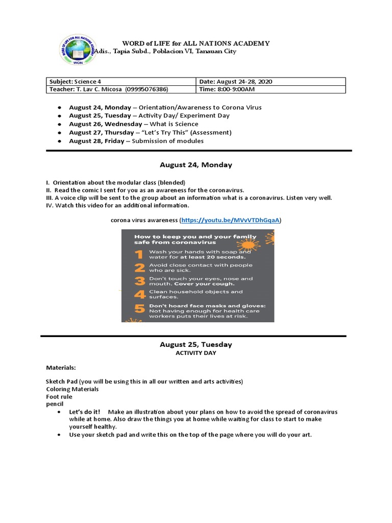 Science 4 Module WEEK 1 | PDF | Science Education | Experiment