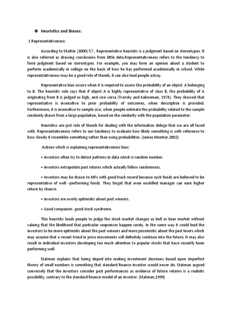 Heuristics and Biases | PDF | Representativeness Heuristic | Heuristics ...