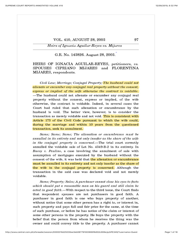 Heirs of Ignacia Aguilar-Reyes vs. Mijares PDF | PDF | Annulment | Marriage