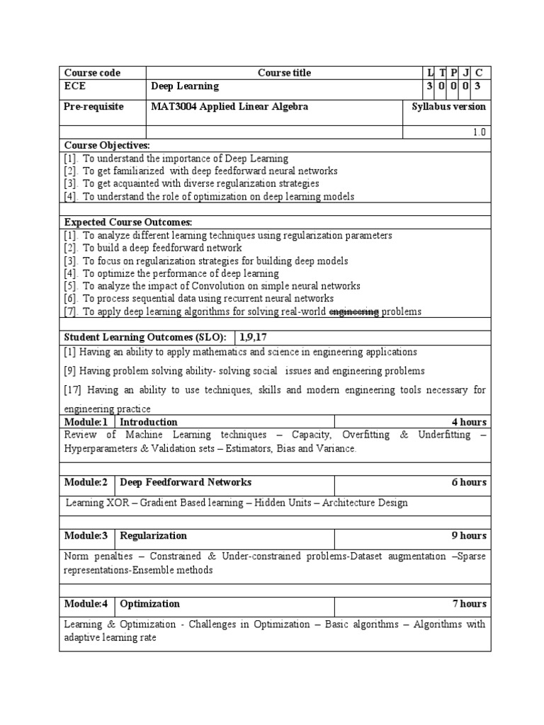 1-MATERIAL DL Syllabus V2 | PDF | Deep Learning | Artificial Neural Network