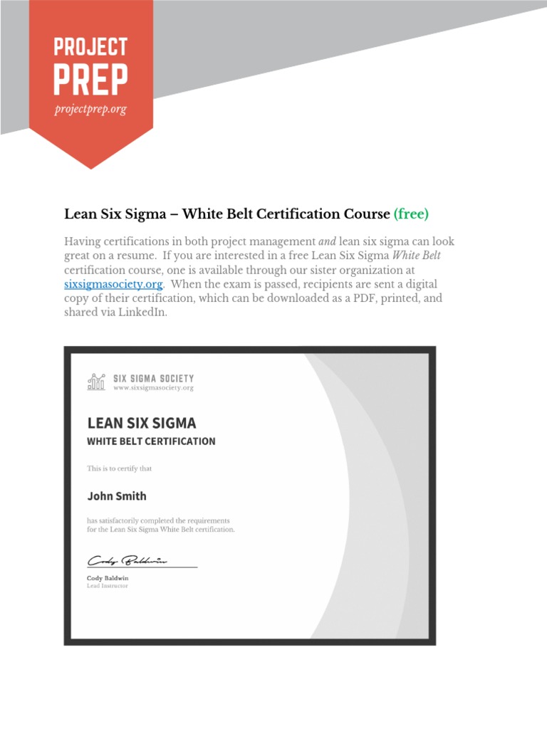 Project: Lean Six Sigma - White Belt Certification Course | PDF