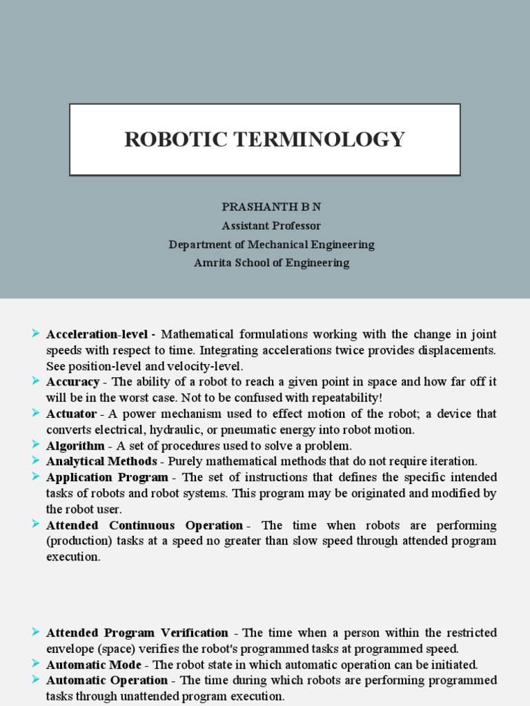 Robotic Terminology | PDF | Machines | Automation