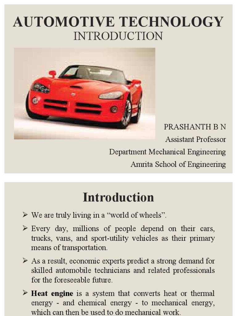 Introduction To Automotive Technology | PDF | Fuel Injection ...
