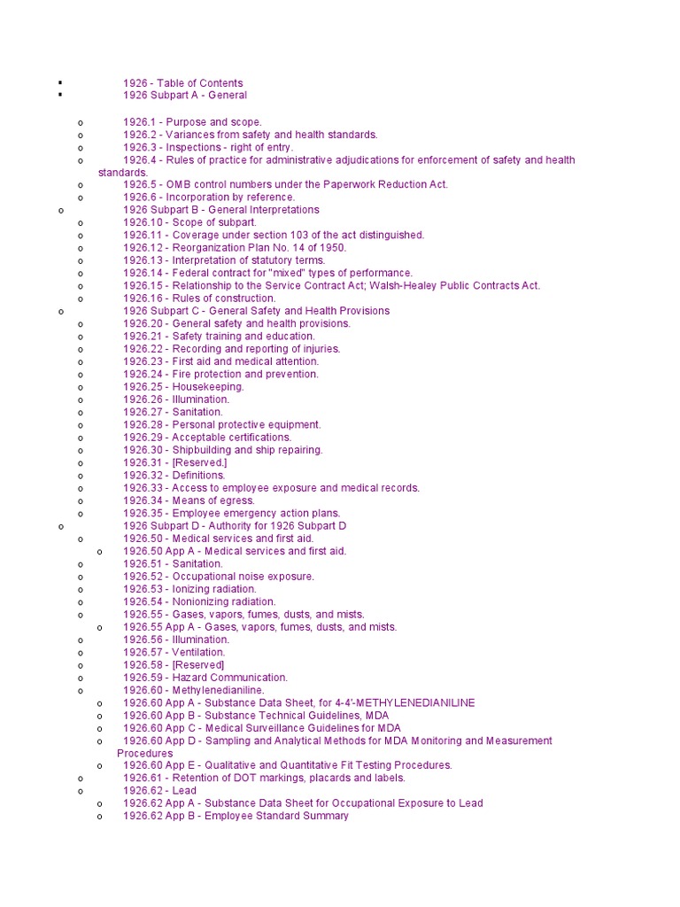 Osha Standard (Construction) | PDF | Occupational Safety And Health ...