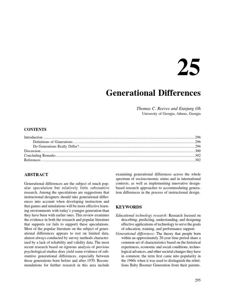 Generational Differences: Thomas C. Reeves and Eunjung Oh | PDF ...