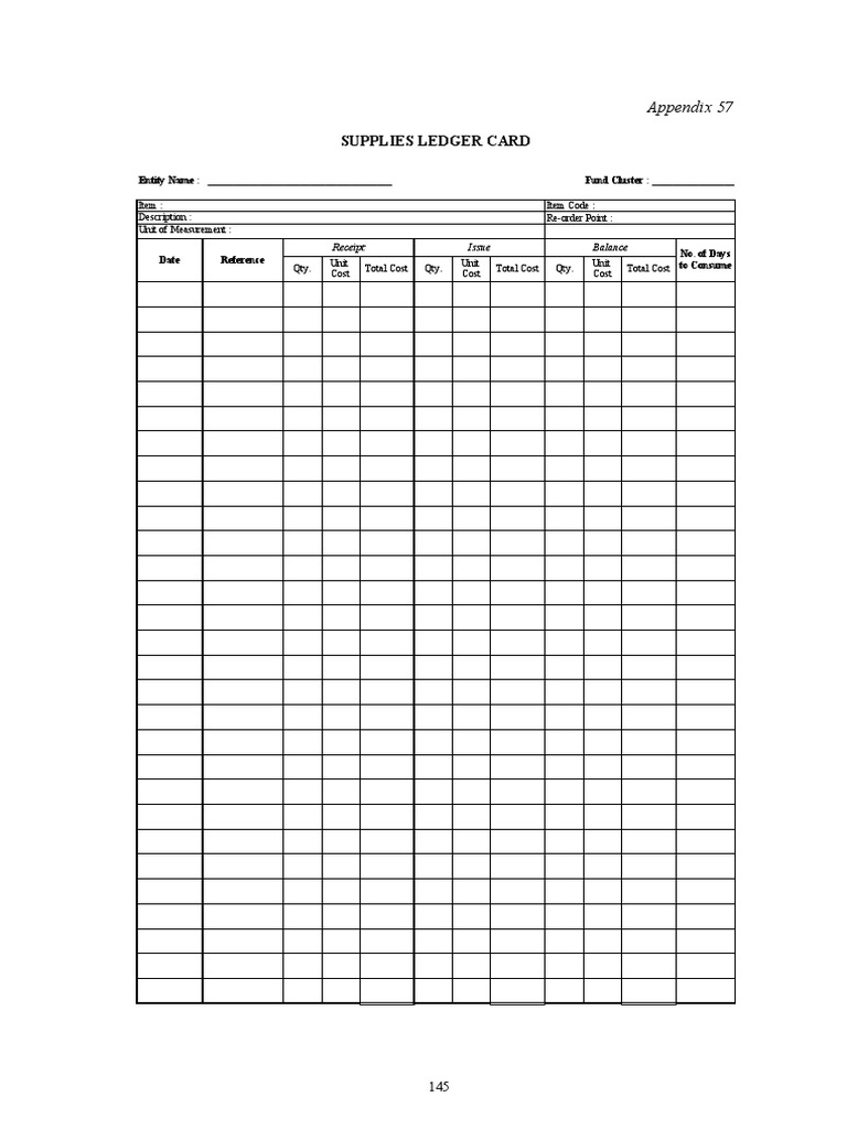 Supplies Ledger Card: Appendix 57 | Download Free PDF | Printer ...