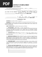 Contract of Employment Sample Philippines | PDF | Overtime | Employment
