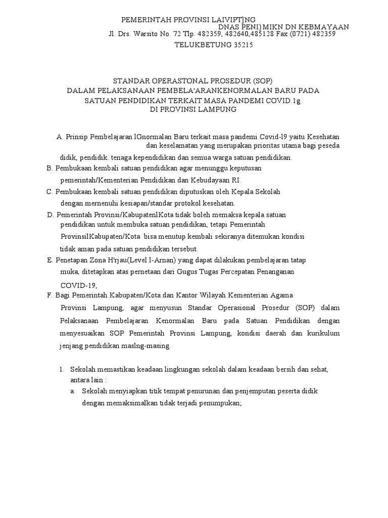 Sop New Normal Pendidikan | PDF