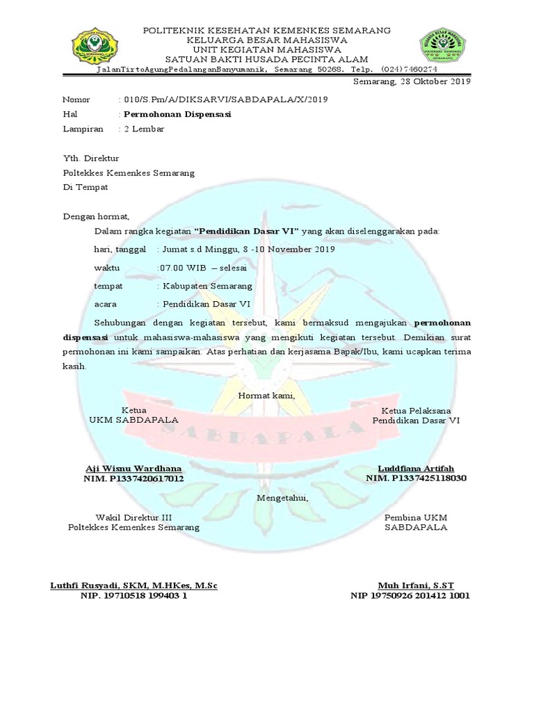 Contoh Surat Dispen | PDF