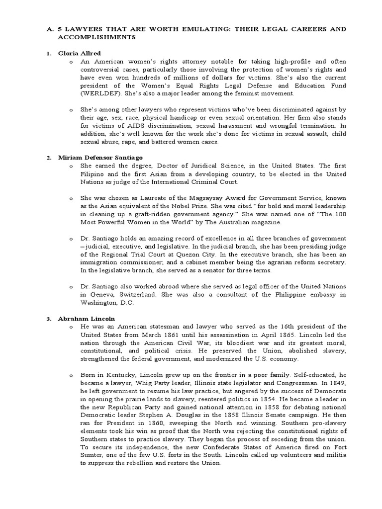 A. 5 Lawyers That Are Worth Emulating: Their Legal Careers and ...