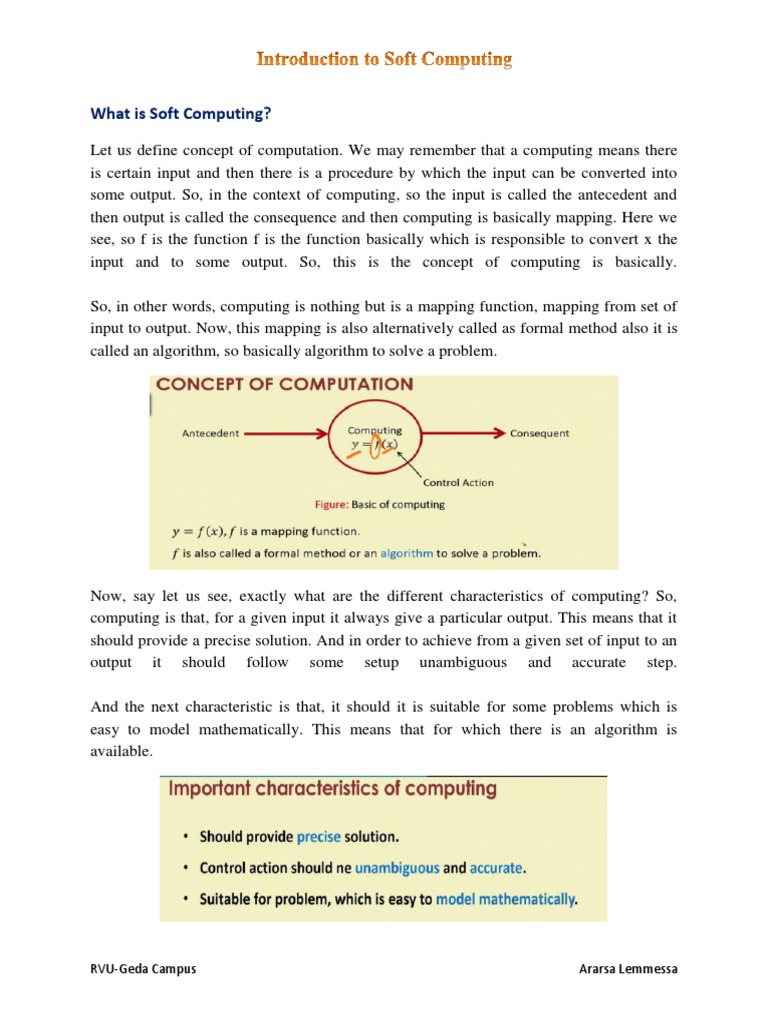 Lecture-1-Introduction To Soft Computing PDF | PDF | Fuzzy Logic | Algorithms