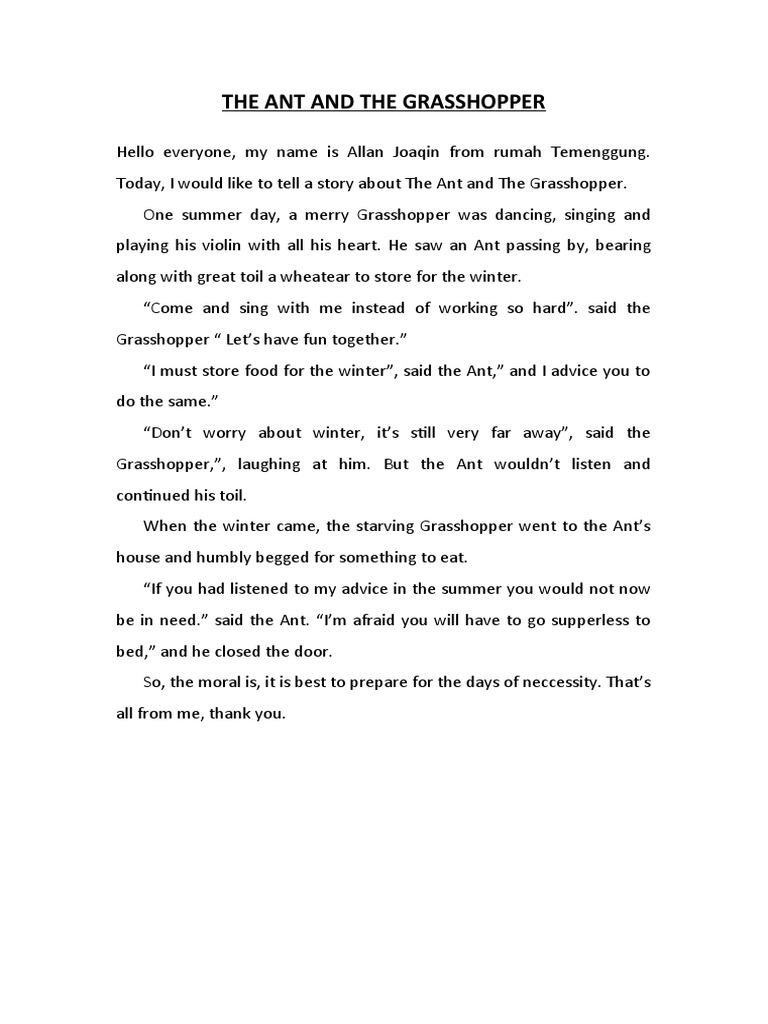 The Ant and The Grasshopper | PDF