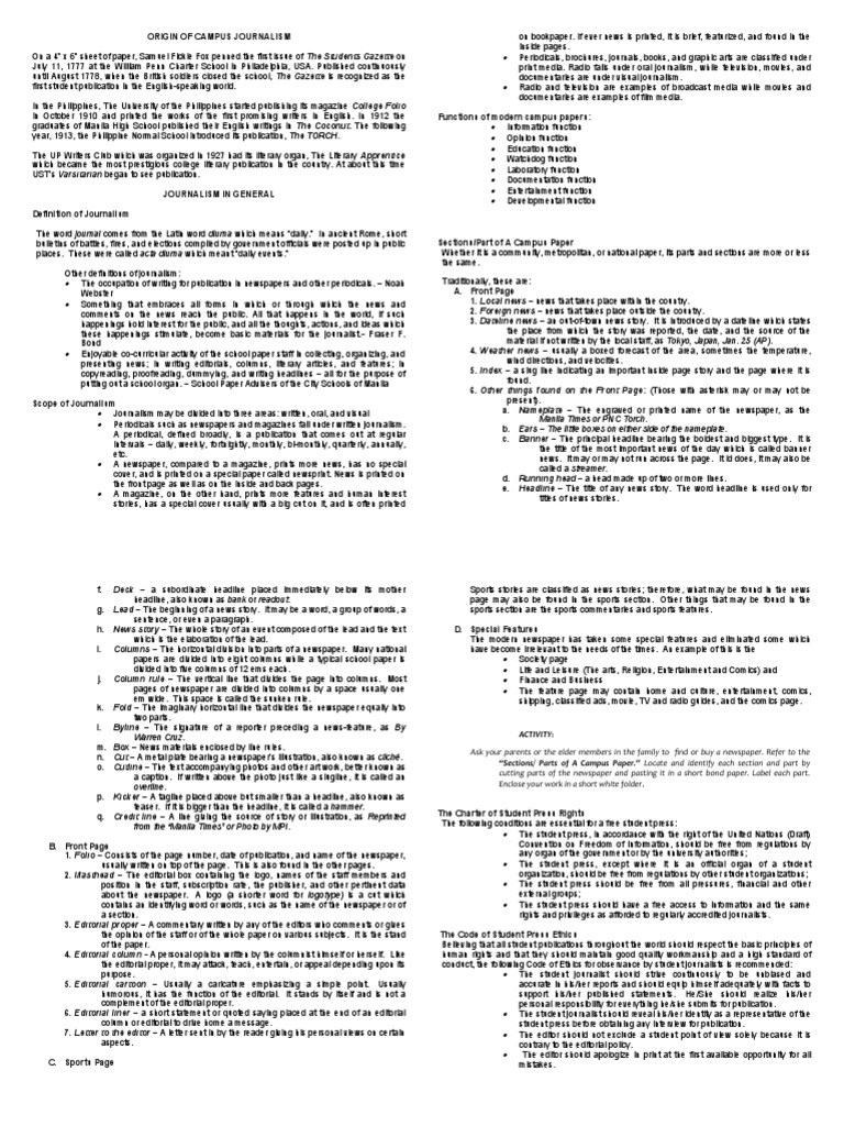 Campus Journ Module Final | PDF | News | Journalism