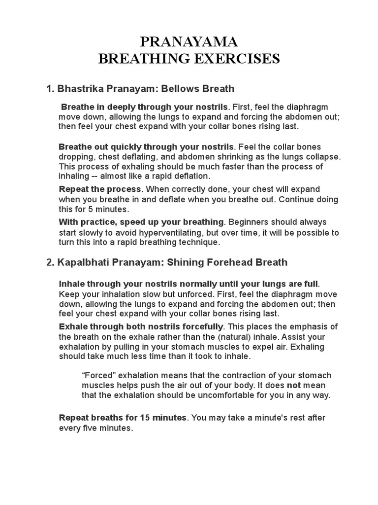 Pranayama Breathing Exercises: 1. Bhastrika Pranayam: Bellows Breath ...