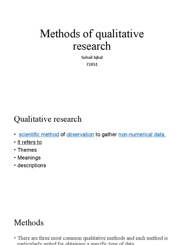 Methods of Qualitative Research | PDF