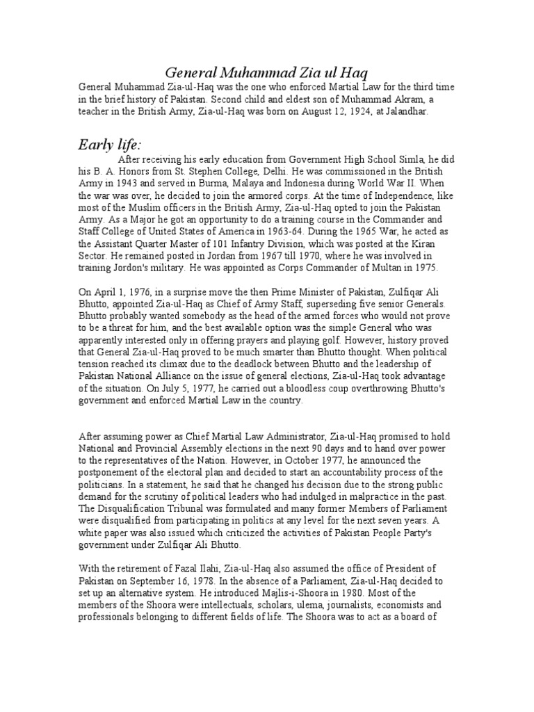 Zia-ul-Haq: Education and Funeral Insights | PDF | Muhammad Zia Ul Haq ...