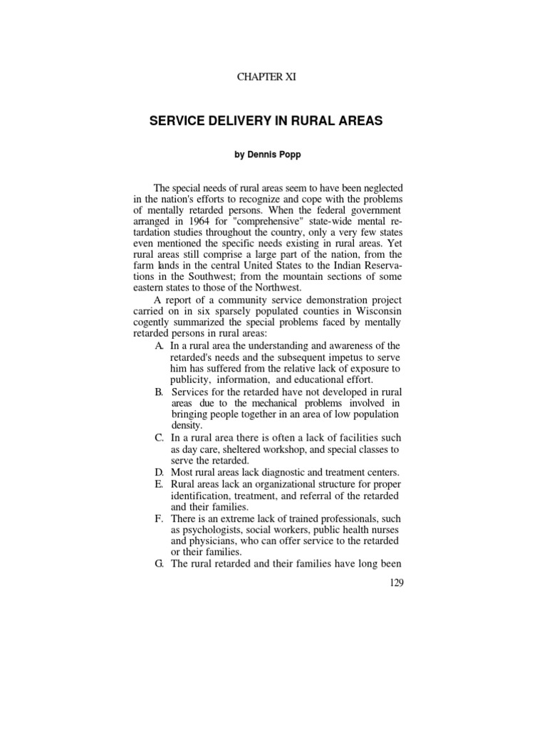 Service Delivery in Rural Areas: by Dennis Popp | PDF | Intellectual ...
