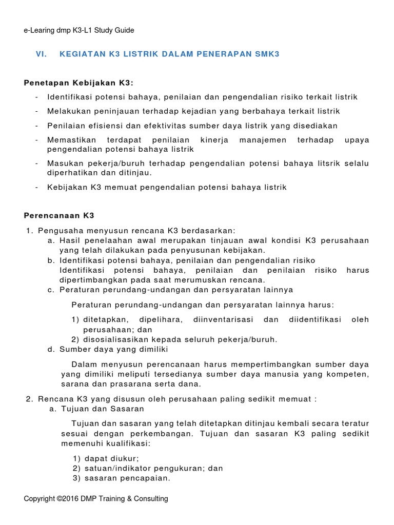 Rencana K3 Yang Disusun Oleh Perusahaan Paling Sedikit Memuat - A ...