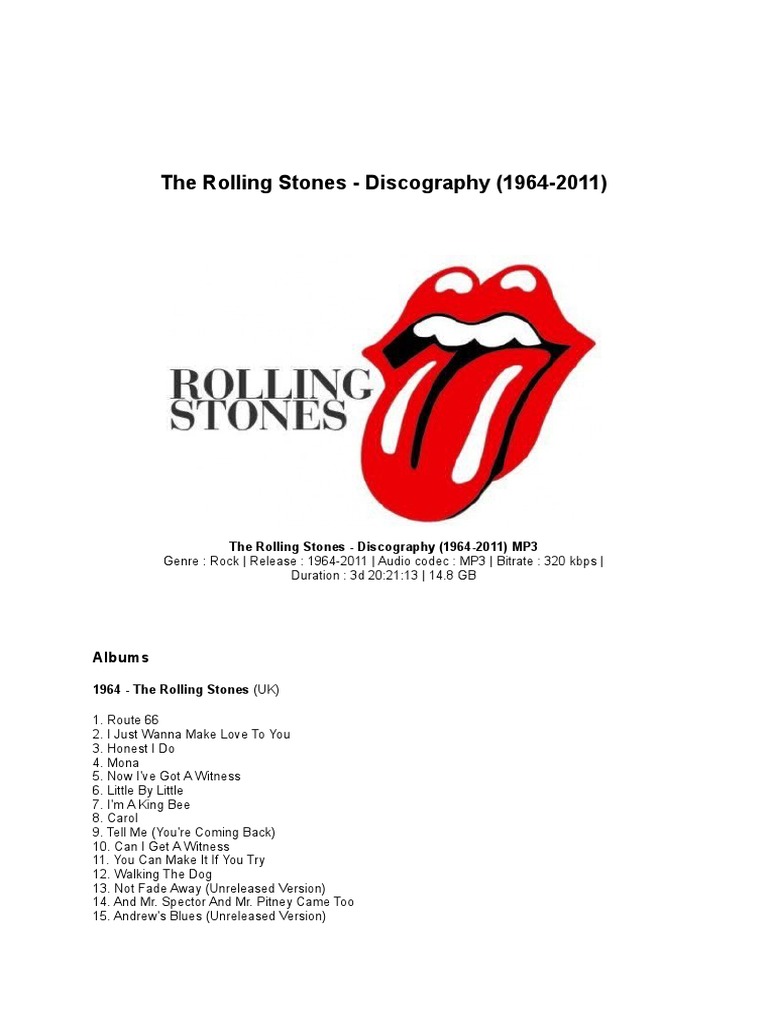 Rolling Stones Complete Discography 1964-2011 | PDF | The Rolling ...
